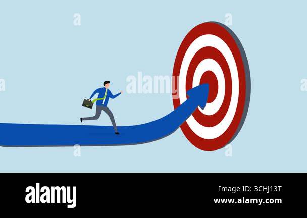 Progress to goal, 4k animation of driven entrepreneur following a ...