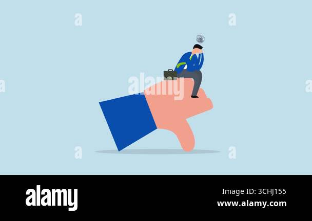 Demotivation from failure, 4k animation of unhappy pressured executive ...