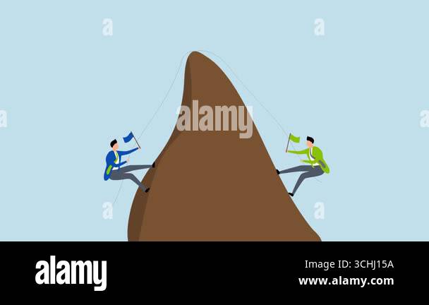 Business competition, 4k animation of businessmen rivals ascend ...