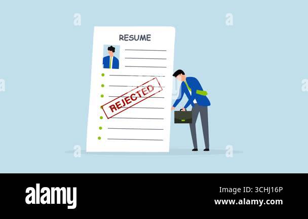 Job application rejected, 4k animation of dejected entrepreneur holds ...