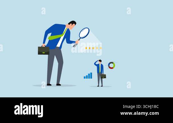 Employee performance evaluation, 4k animation of business executive ...