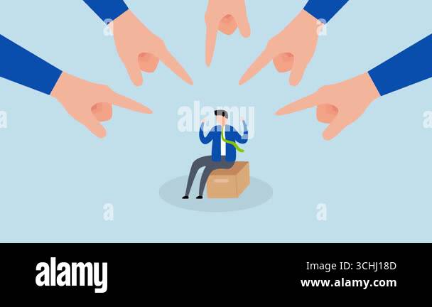 Toxic work, 4k animation of enormous manager fingers indicating and ...