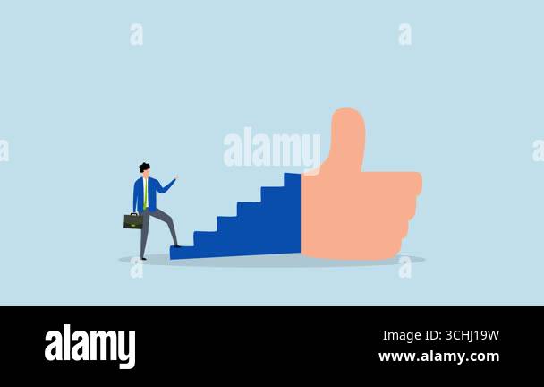 Success steps to reach work achievement, 4k animation of Businessman ...