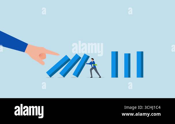Risk management, 4k animation of businessman stop risk of domino effect ...