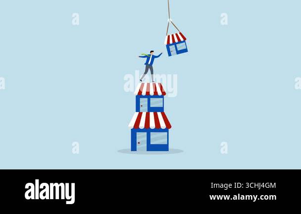 Build up business, 4k animation of determined entrepreneur establishes ...