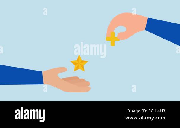 Value added, 4k animation of entrepreneur grasping star value with an ...