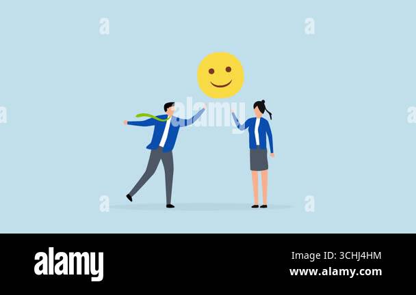 Employee happiness, 4k animation of cheerful male and female ...