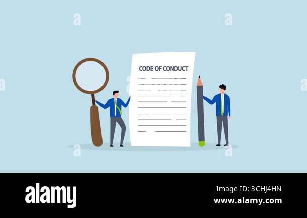 Code of conduct, 4k animation of businessman writing code of conduct ...