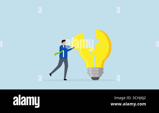 Problem solver, 4k animation of clever entrepreneur completing ...