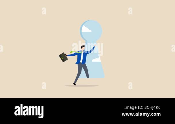 Life changing secret door, 4k animation of courageous entrepreneur ...