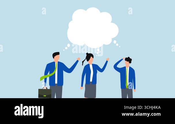 Thinking the same idea, 4k animation of thoughtful business people ...