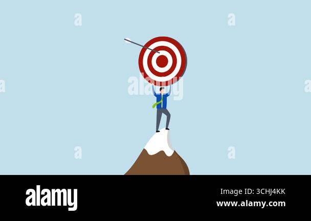 Business target, 4k animation of successful entrepreneur grasping large ...