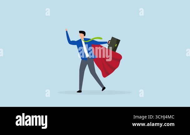 4k animation of Confidence businessman success, strength to win Stock ...