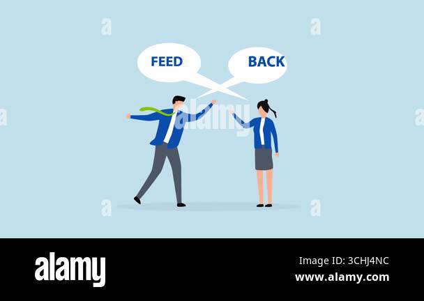 Employee feedback, 4k animation of Businessman and businesswoman ...