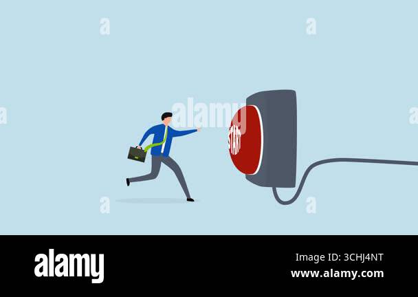 Push start button to start new business, 4k animation of businessman ...