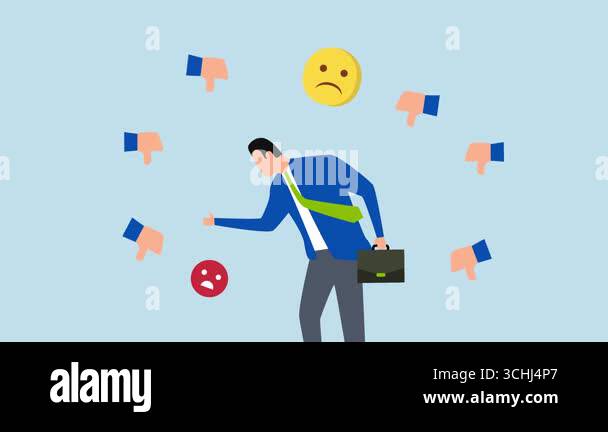 Response to negative feedback, 4k animation of businessman response to ...