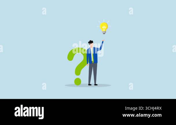 Question and answer, 4k animation of clever entrepreneur with a ...