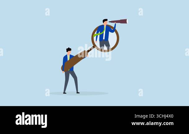 Search and discovery career opportunity, 4k animation of businessman ...