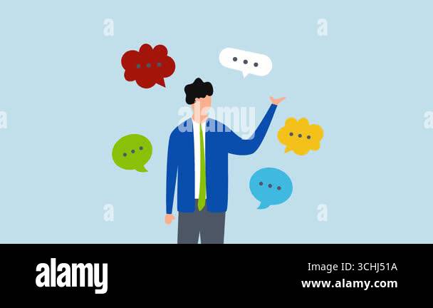 oral communication skill, 4k animation entrepreneur engaging in ...