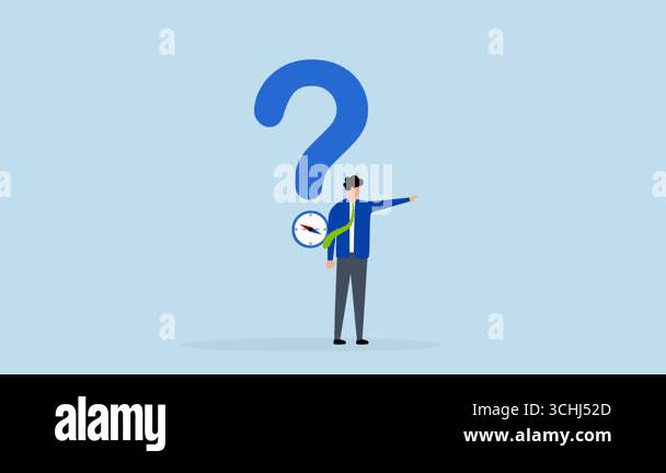 Open ended question, 4k animation of businessman with question mark ...