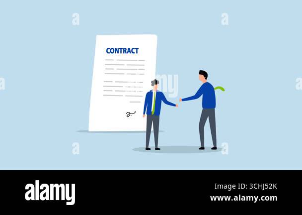 Employment contract agreement, 4k animation of businessman handshake ...