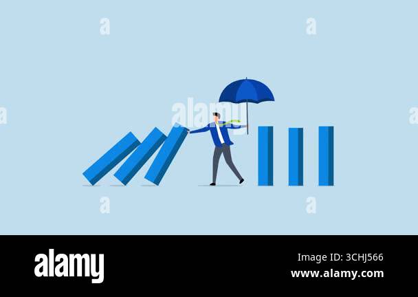 Control risk in investment crisis, 4k animation of businessman stop ...