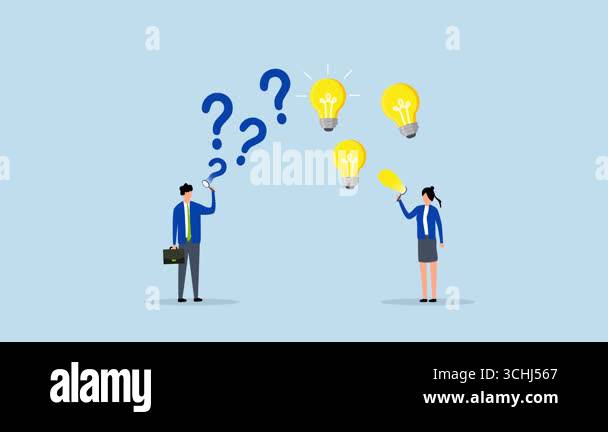 question and answer, 4k animation of business individuals featuring ...