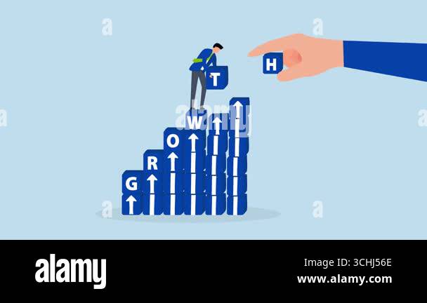 Business growth, 4k animation of businessman building growth chart with ...
