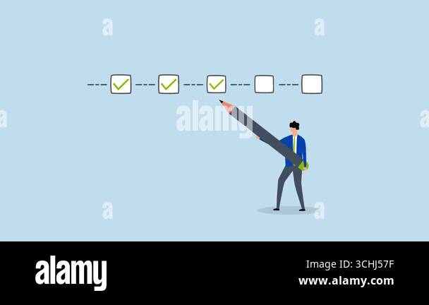 Project tracking, businessman project manager tick project checklist ...