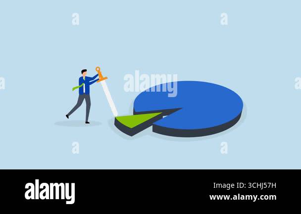 businessman company owner split pie chart for his sharing part Stock ...