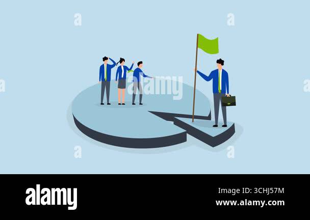 Niche market, entrepreneur positioned on compact section of pie chart ...