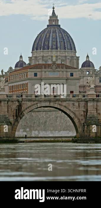 St. Peters Basilica, Sant Angelo Bridge, Vatican, Rome, Italy Stock ...