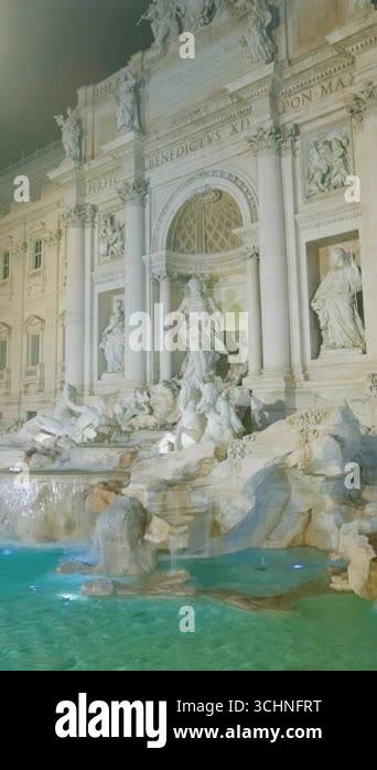 Trevi Fountain at night in Rome, Italy, famous Baroque fountains in the ...