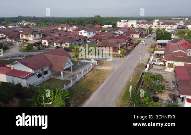 Perak,Malaysia. August 01,2025: Aerial panoramic view of the early ...