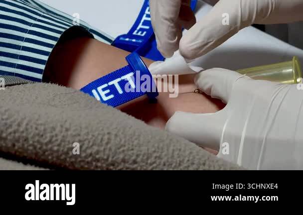 The safe and hygienic process of blood collection in a hospital. A ...