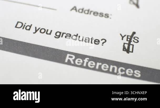 Four shots of a question about graduating high school with different ...