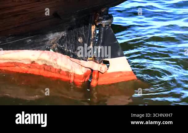 Rudder of a wooden ship Stock Video Footage - Alamy