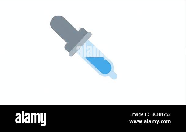 A close-up of a dropper filled with blue liquid, isolated on a white ...