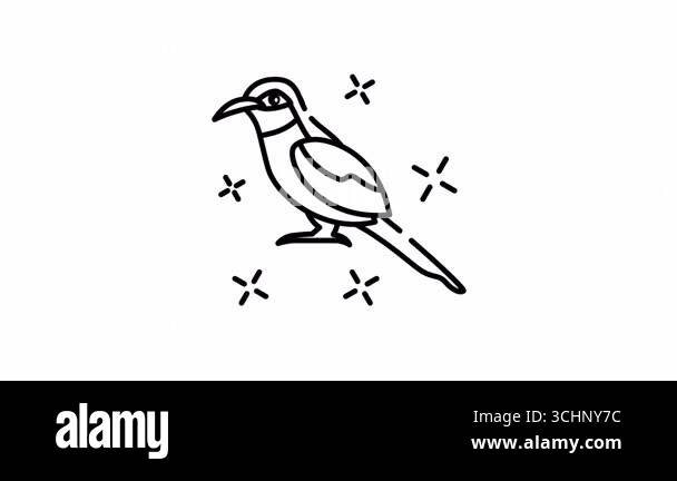 animation of Bee eater a bird adorned with sparkling decorations ...