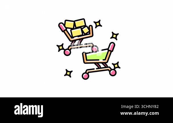 animation of Two shopping carts depict full and empty, suitable for ...