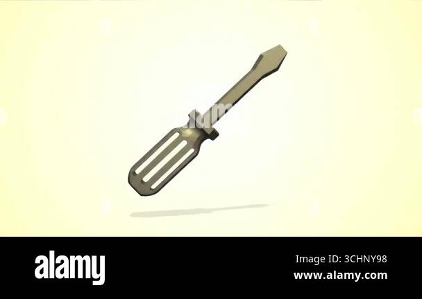 A detailed view of a flathead screwdriver, showcasing its metallic ...