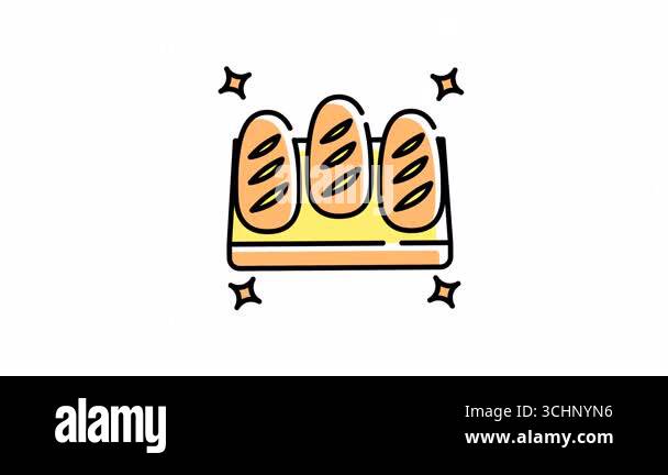 animation of Grocery bread three loaves of sparkling grocery bread sit ...
