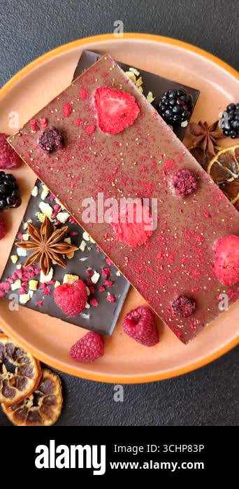 Bar sweet craft artisan chocolate with dried fruits made at home. Craft ...
