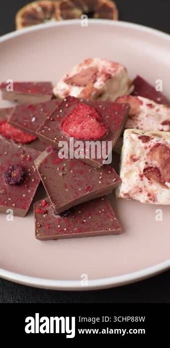 Bar sweet craft artisan chocolate with dried fruits made at home. Craft ...