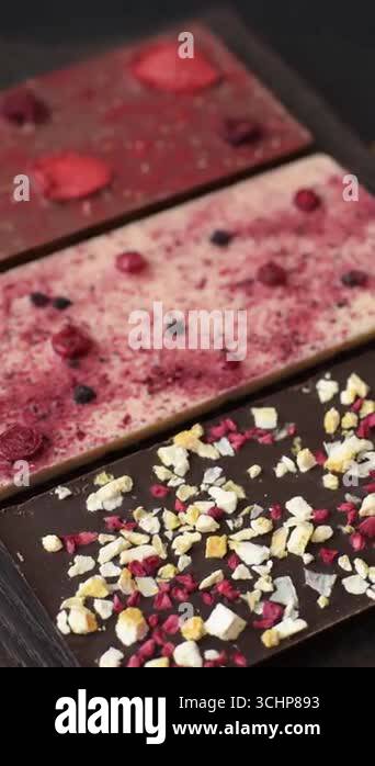 Bar sweet craft artisan chocolate with dried fruits made at home. Craft ...