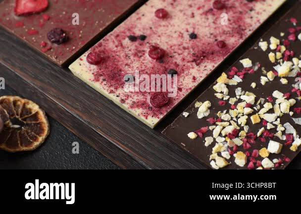 Bar sweet craft artisan chocolate with dried fruits made at home. Craft ...