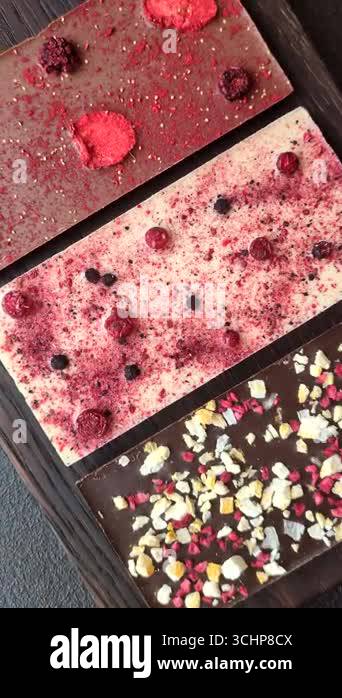 Bar sweet craft artisan chocolate with dried fruits made at home. Craft ...