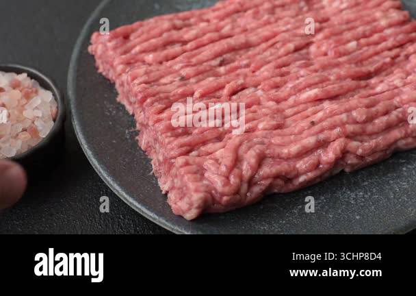 Raw ground beef meat food, ingredient for making cutlets or meatballs ...