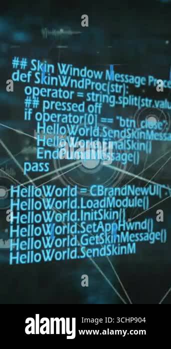 Animation of shapes over network of connections and data processing on ...