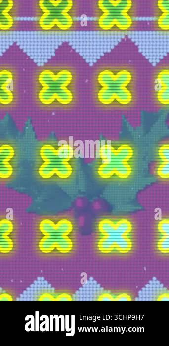 Animation of abstract shapes in seamless pattern and mistletoe over ...
